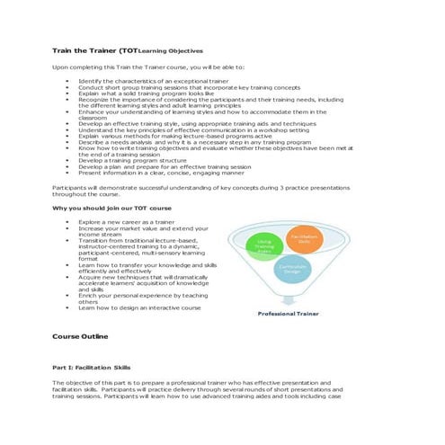 Training the trainers course outline | DOCX