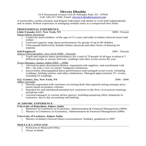 Shweta Dhadda - Resume | PDF