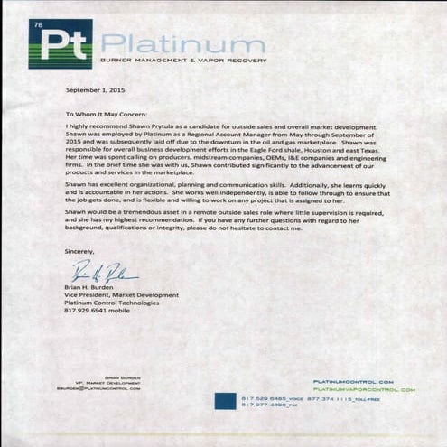 Platinum - Letter of Recommendation | PDF