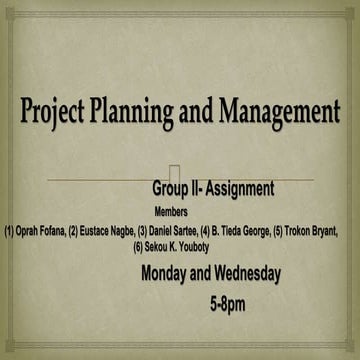 Project Planning and Management (Presentation) | PPT