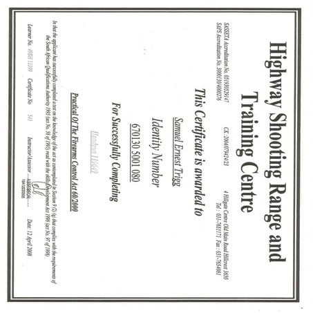 Firearm Certificate | PDF