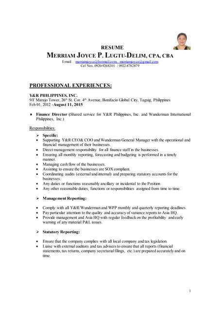 MPManzon Resume(rev) (2) | DOC | Business Accounting & Finance | Business