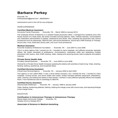 Barbara Perkey- Resume | PDF