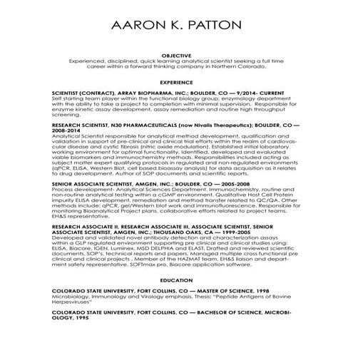 AARON K PATTON RESUME 2_8_16 | PDF
