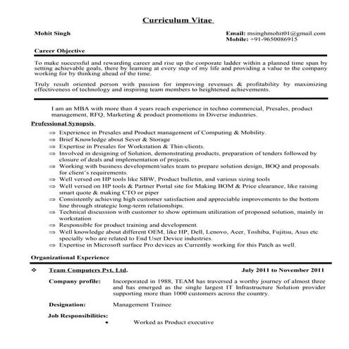 Mohit Singh-CV (1) | DOC | IT and Internet Support | Internet