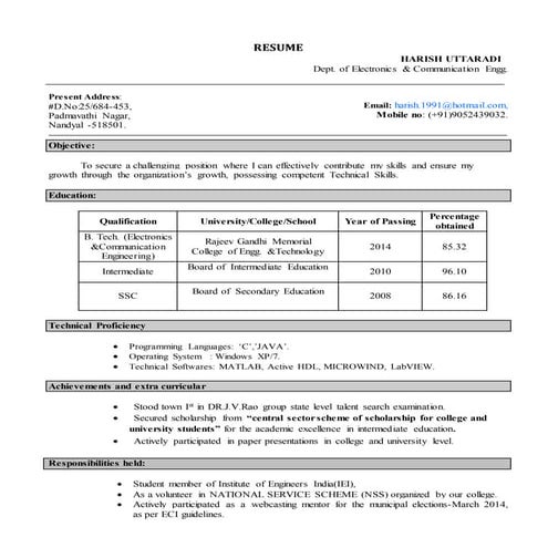 Resume Format 2016 | DOCX