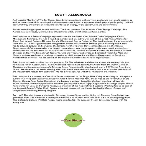 Scott Allegrucci Far Shore Bio | PDF