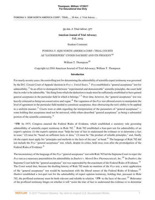 Frye and Daubert standard | PPTX