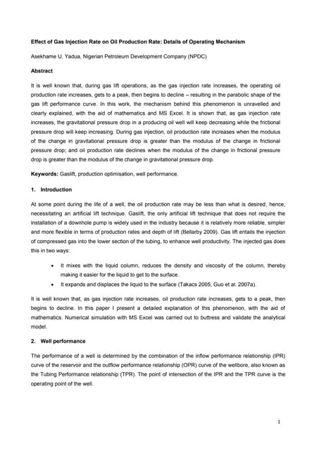 Effect Of Gas Injection Rate On Oil Production Rate Pdf