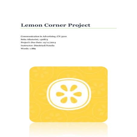project for lemonade corner | DOCX