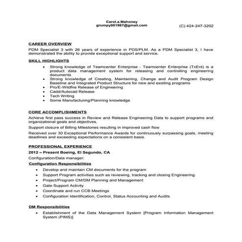 Carol resume | DOC | Civil Engineering Industry | Industries