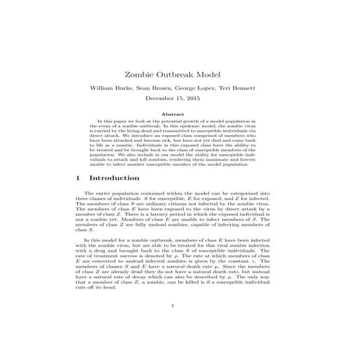 Zombie Outbreak Model | PDF