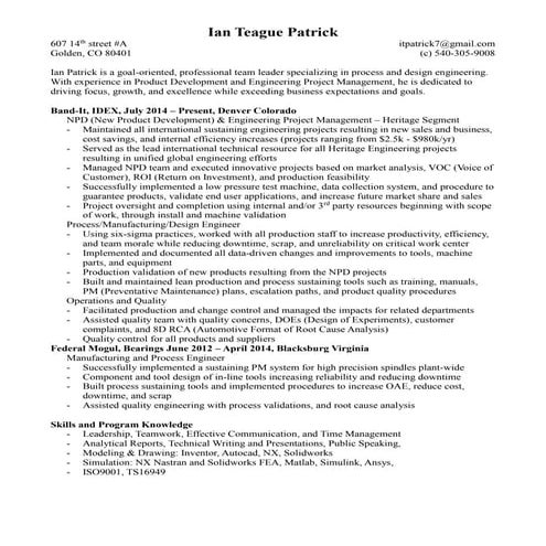 Ian Patrick Resume | PDF