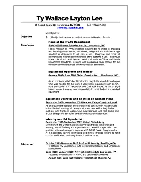 E Infinger Training Resume | PDF