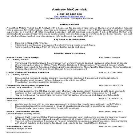 Andrew McCormick CV 2016 | PDF