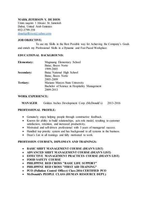 gloriaresume | DOC | Bars & Restaurants | Attractions