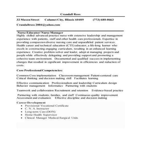 Resume Crandall Ross 2014 | DOCX