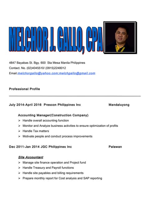 MPManzon Resume(rev) (2) | DOC | Business Accounting & Finance | Business