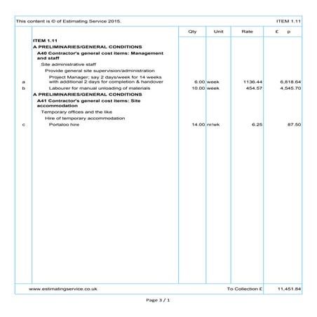 SMM7 Bill of Quantities | PDF