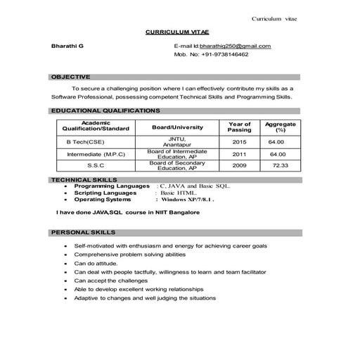 Bharathi resume | DOCX