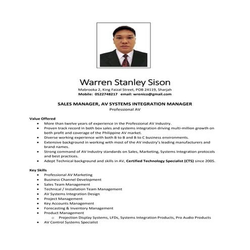 CV Warren Stanley Sison | PDF