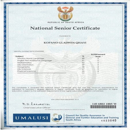 matric certificate | PDF