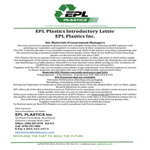 EPL Intro on Letterhead | PDF