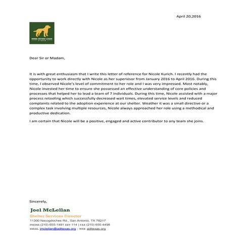 Letter of reference | PDF