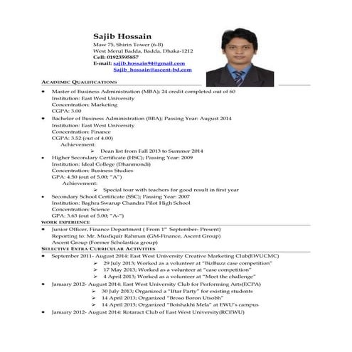 Sajib Hossain | DOC | College Education | Education