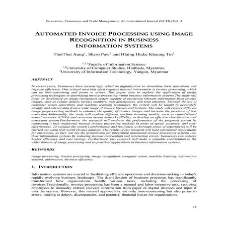 Automated Invoice Processing Using Image Recognition in Business Information Systems | PDF