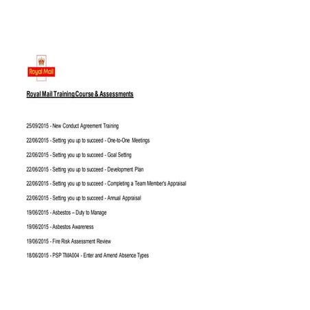 Royal Mail Training | DOCX | Business | Business and Finance