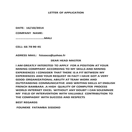 LETTER OF APPLICATION | DOCX