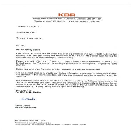 KBR Letter | PDF