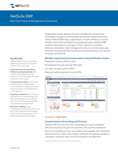 Infographic - The Total Economic Impact of Oracle NetSuite by Forrester | PDF