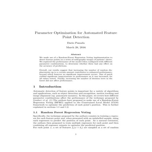 Parameter Optimisation For Automated Feature Point Detection Pdf