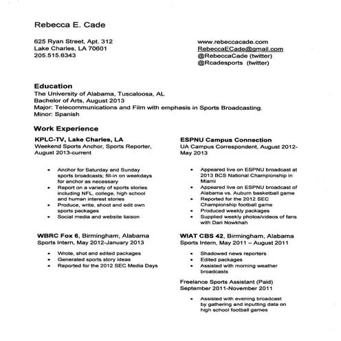 Rebecca Cade resume (1) | PDF