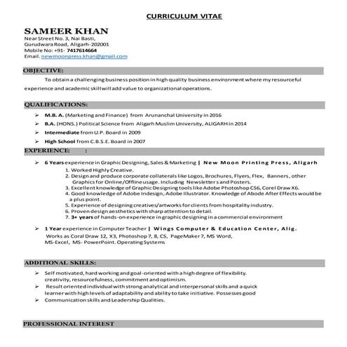 SAMEER KHAN CV | DOCX