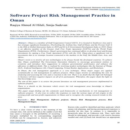 Software Project Risk Management Practice in Oman | PDF