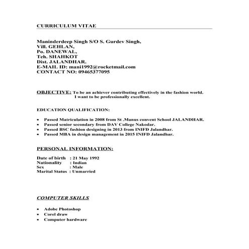 mani resume final | DOC