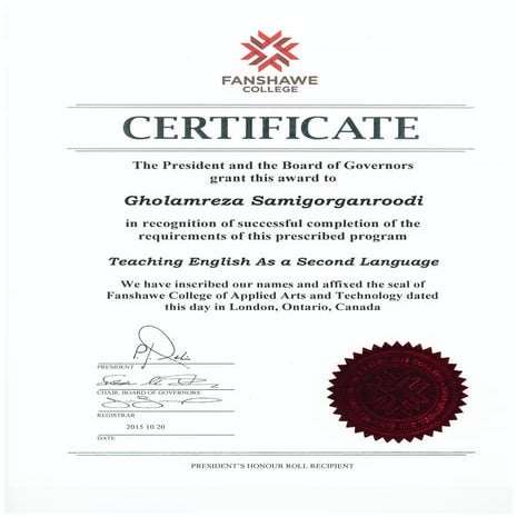 - TESL Certificate | PDF