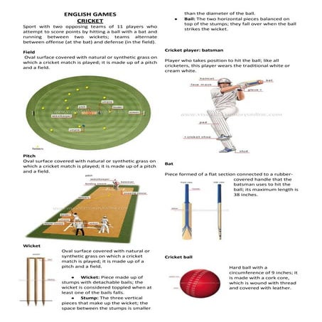 English Games Cricket 2º ESO Secciones | DOCX