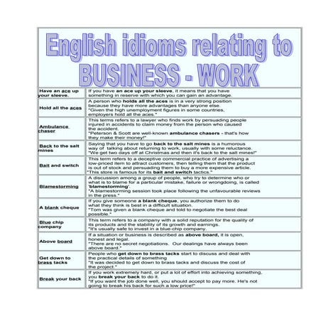 English idioms relating to business work | DOC