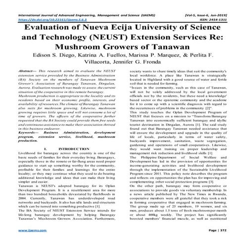 Evaluation of Nueva Ecija University of Science and Technology (NEUST ...