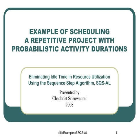 Example of repetitive project with probabilistic activity durations | PPT