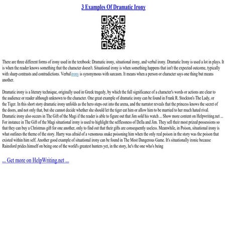 Examples Of Dramatic Irony