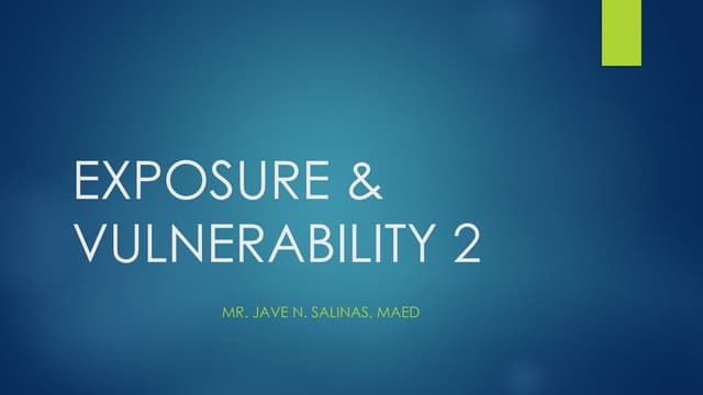 Exposure and Vulnerability (DRRR) | PPTX