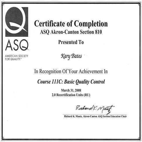 ASQ Certificate | PDF