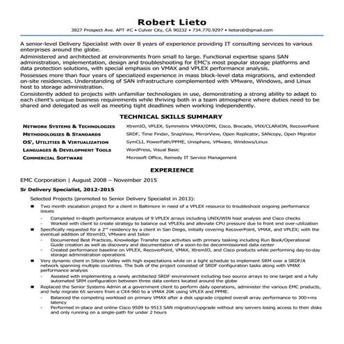 Lieto, Robert - Resume | PDF | Computer Software and Applications | Computing