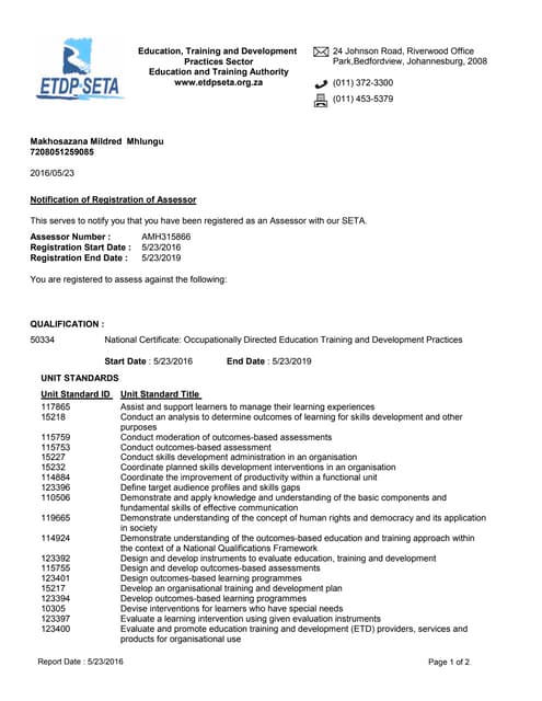 National Certificate Occupationally Directed Education Training and ...