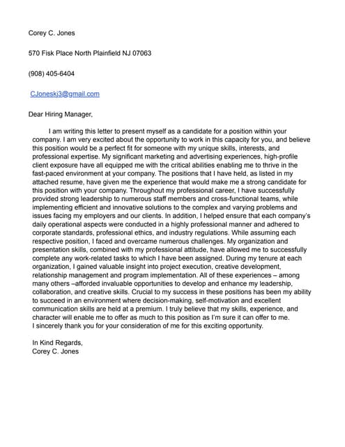 MELISSA ALVAREZ Cover Letter | PDF
